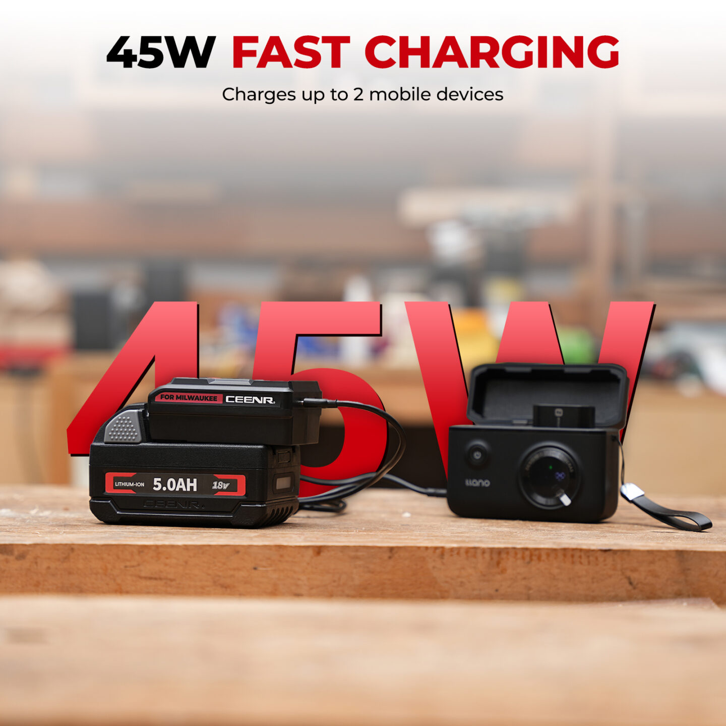 CEENR USB Battery Charger Adapter for Milwaukee 18V - Ceenr Batteries