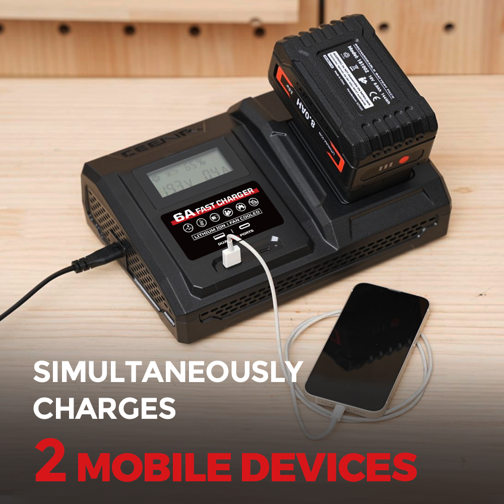 6 Amp Fast Charger for Porter Cable 20V Max Lithium-Ion Battery Pack ...